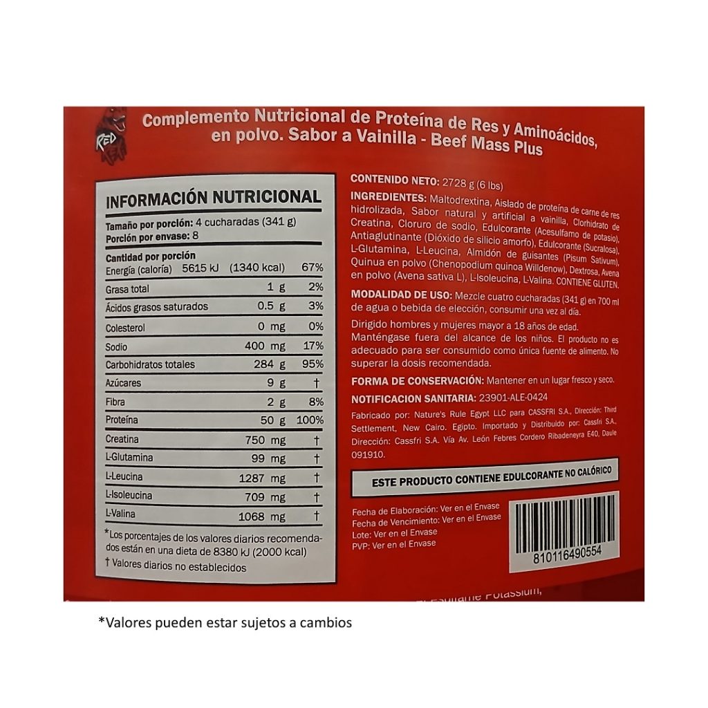 Red Rex Beef Mass 6 Lbs Vainilla – Right Nutrition
